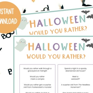 Would You Rather Halloween Game Instant Printable Download - Etsy