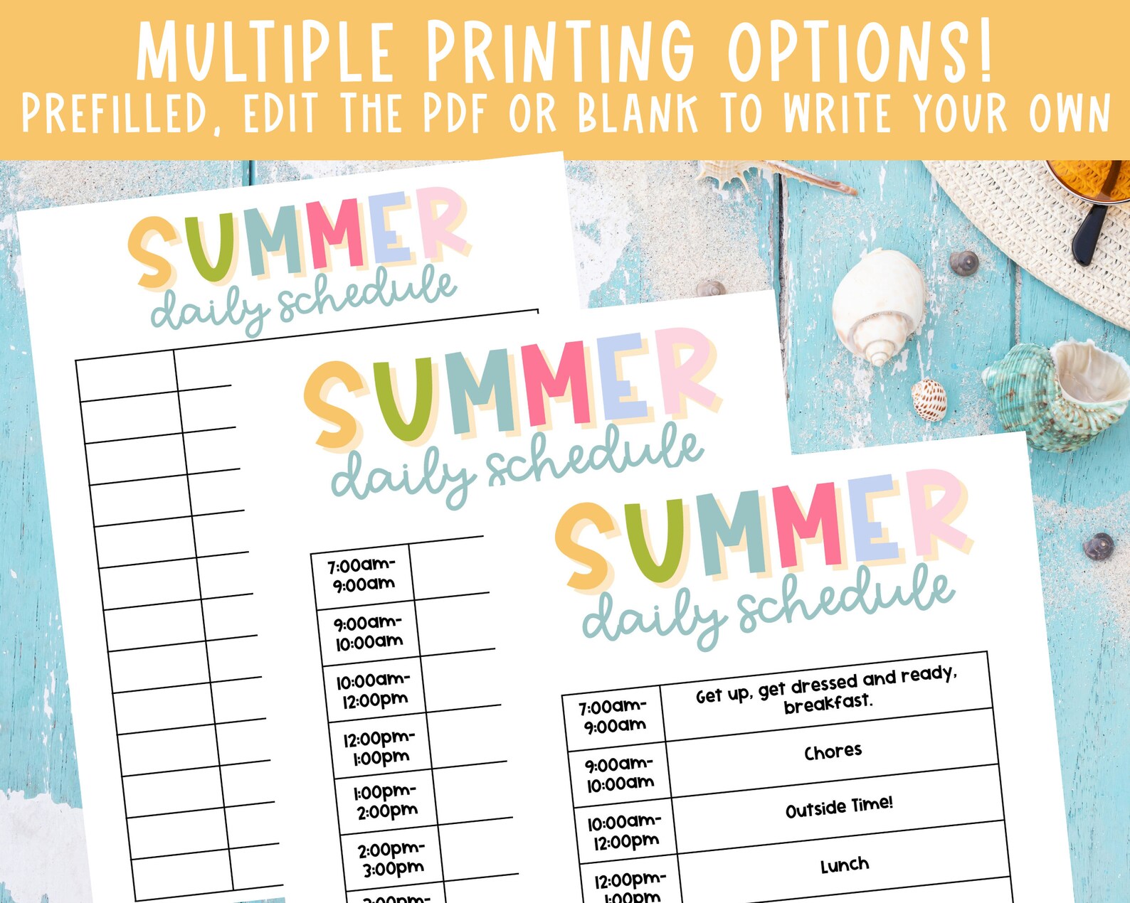 Summer Schedule Printable Editable PDF - Etsy