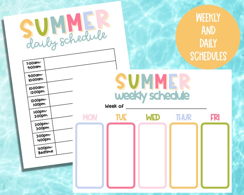 Summer Schedule Printable Editable PDF - Etsy
