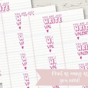 You Are Just Write Valentine Printable Pencil Tag Classroom - Etsy