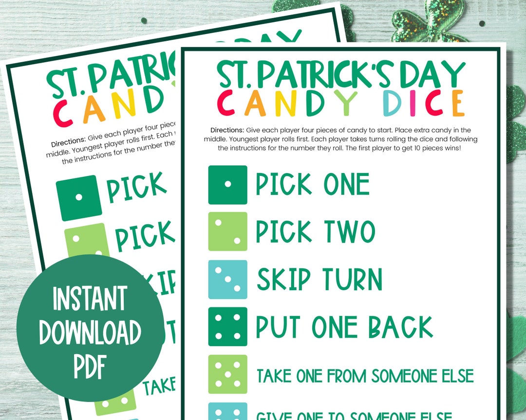 St. Patrick's Day Candy Dice Game | St. Patrick's Day Games for Kids ...