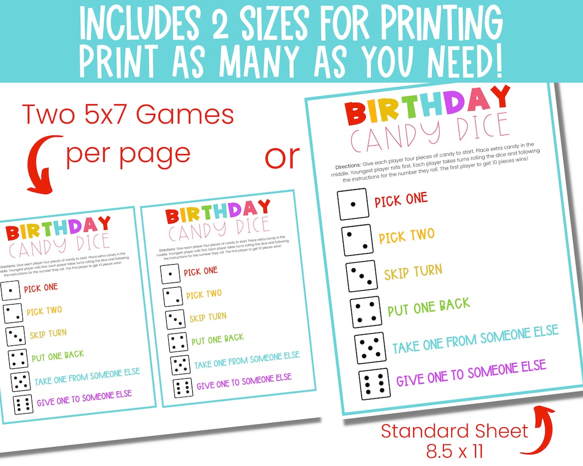 Candy Dice Game Birthday Party Games for Kids Classroom Party Games ...