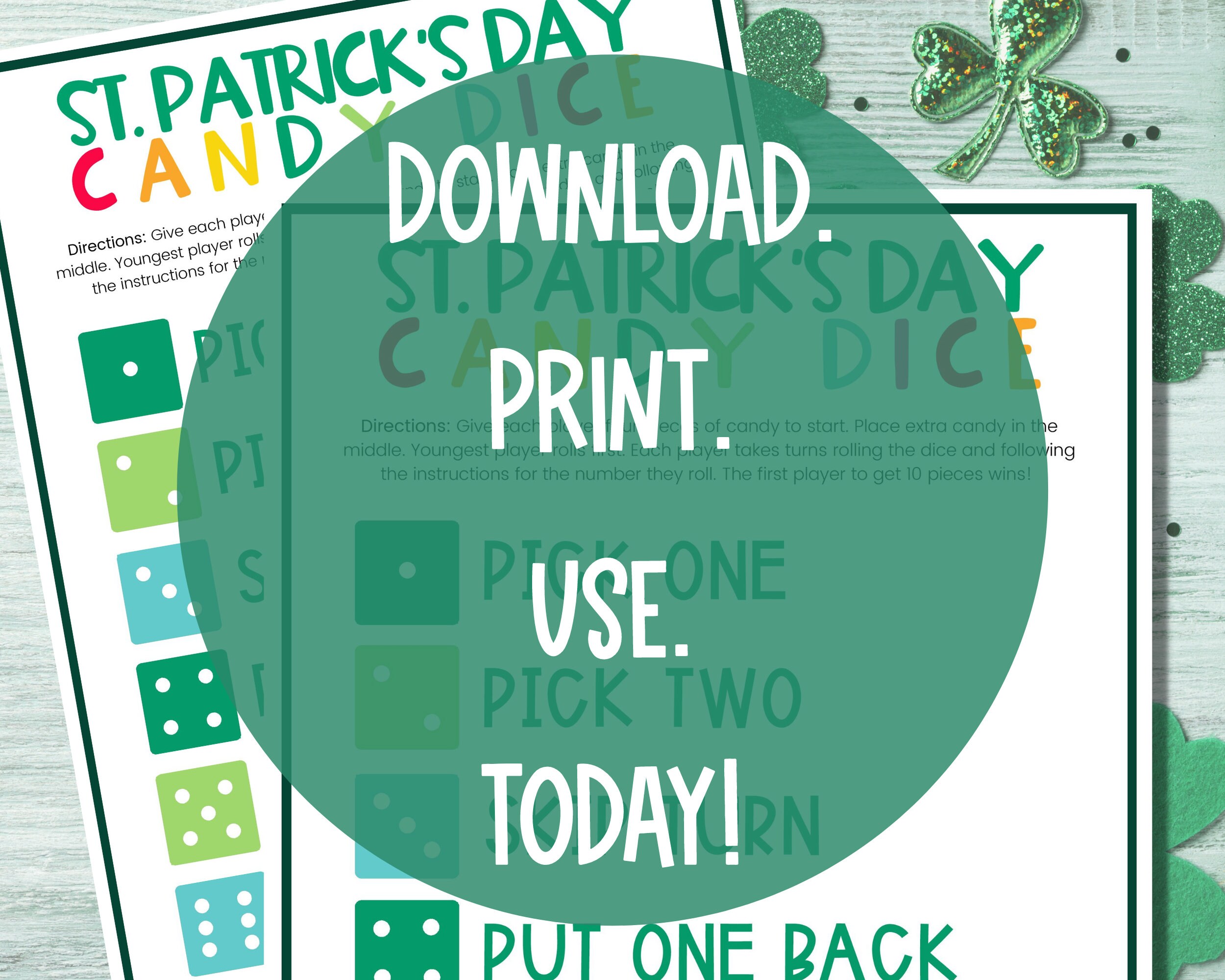 St. Patrick's Day Candy Dice Game St. Patrick's Day - Etsy