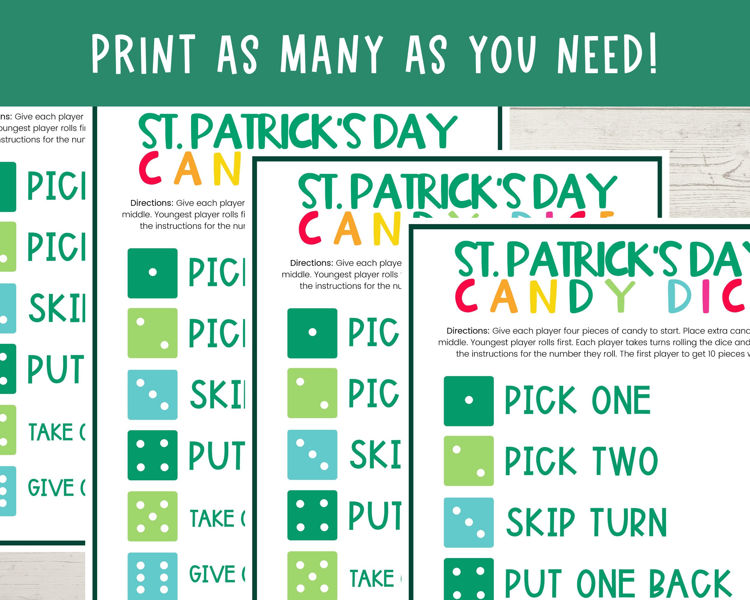 St. Patrick's Day Candy Dice Game St. Patrick's Day - Etsy