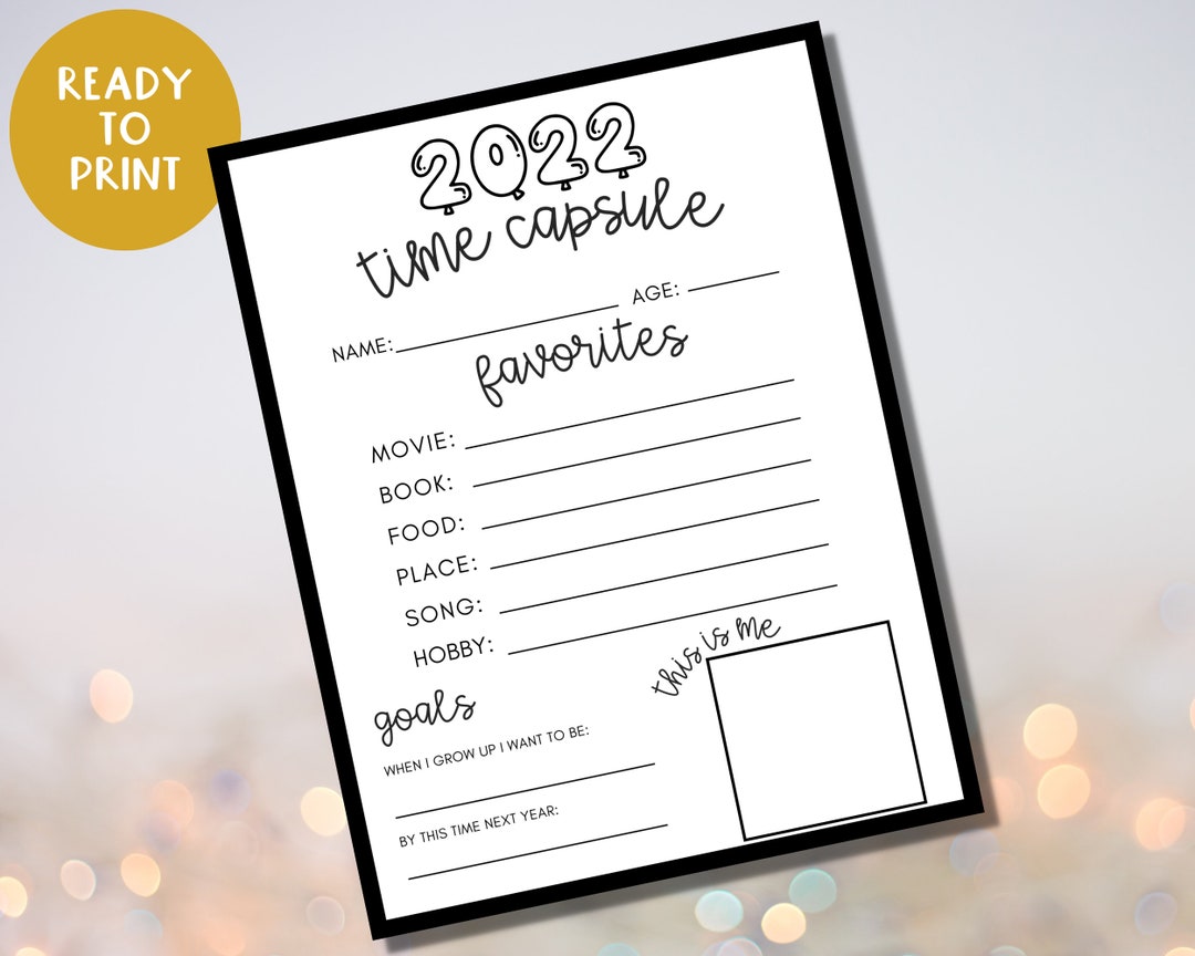 New Years Time Capsule Family Time Capsule Printable - Etsy