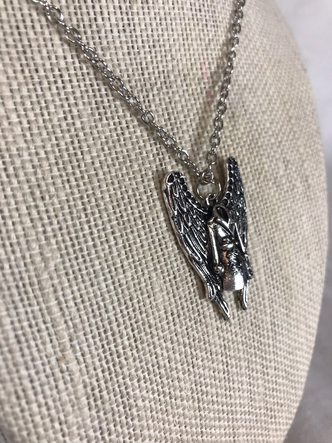 Cas Angel Wings Necklace Inspired by Supernatural Silver Tone 18” Chain ...