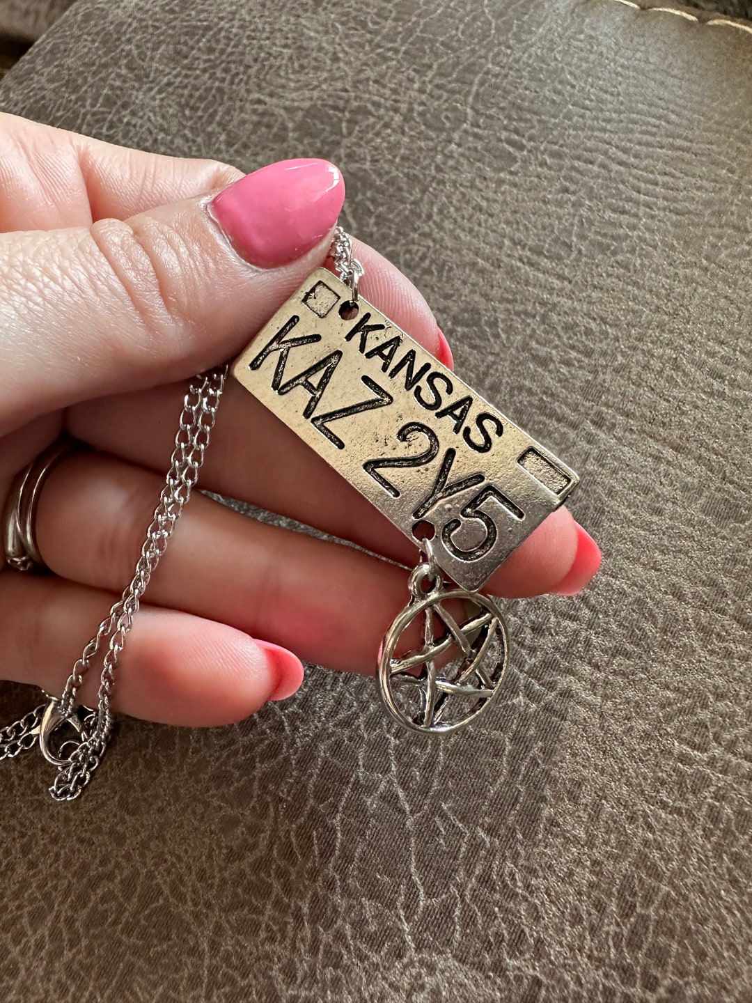 License Plate 1967 Impala KAZ-2Y5 Supernatural Inspired Necklace Dean ...