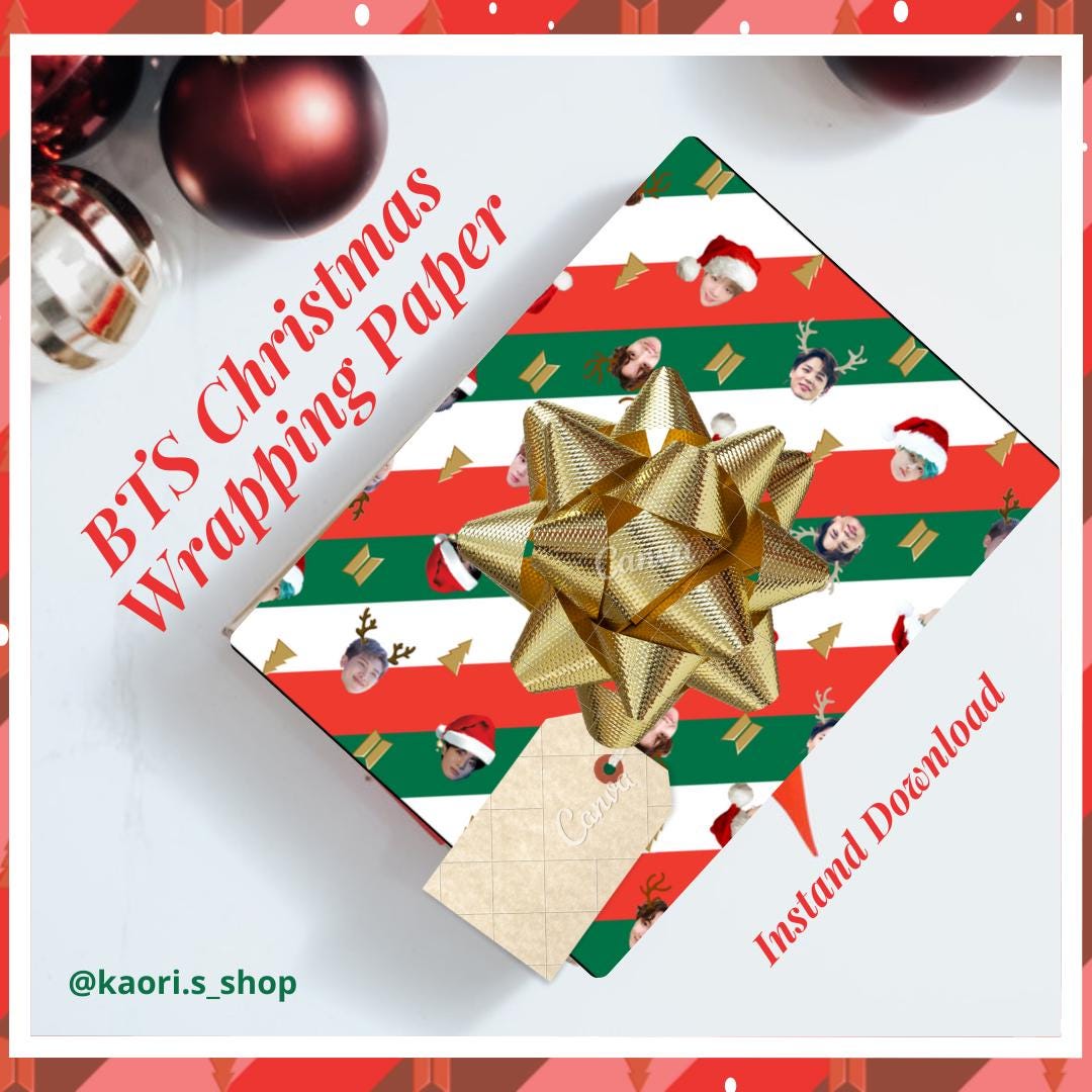 BTS Christmas Wrapping Paper | Instant Download | K-POP | Bangtan | Rm ...