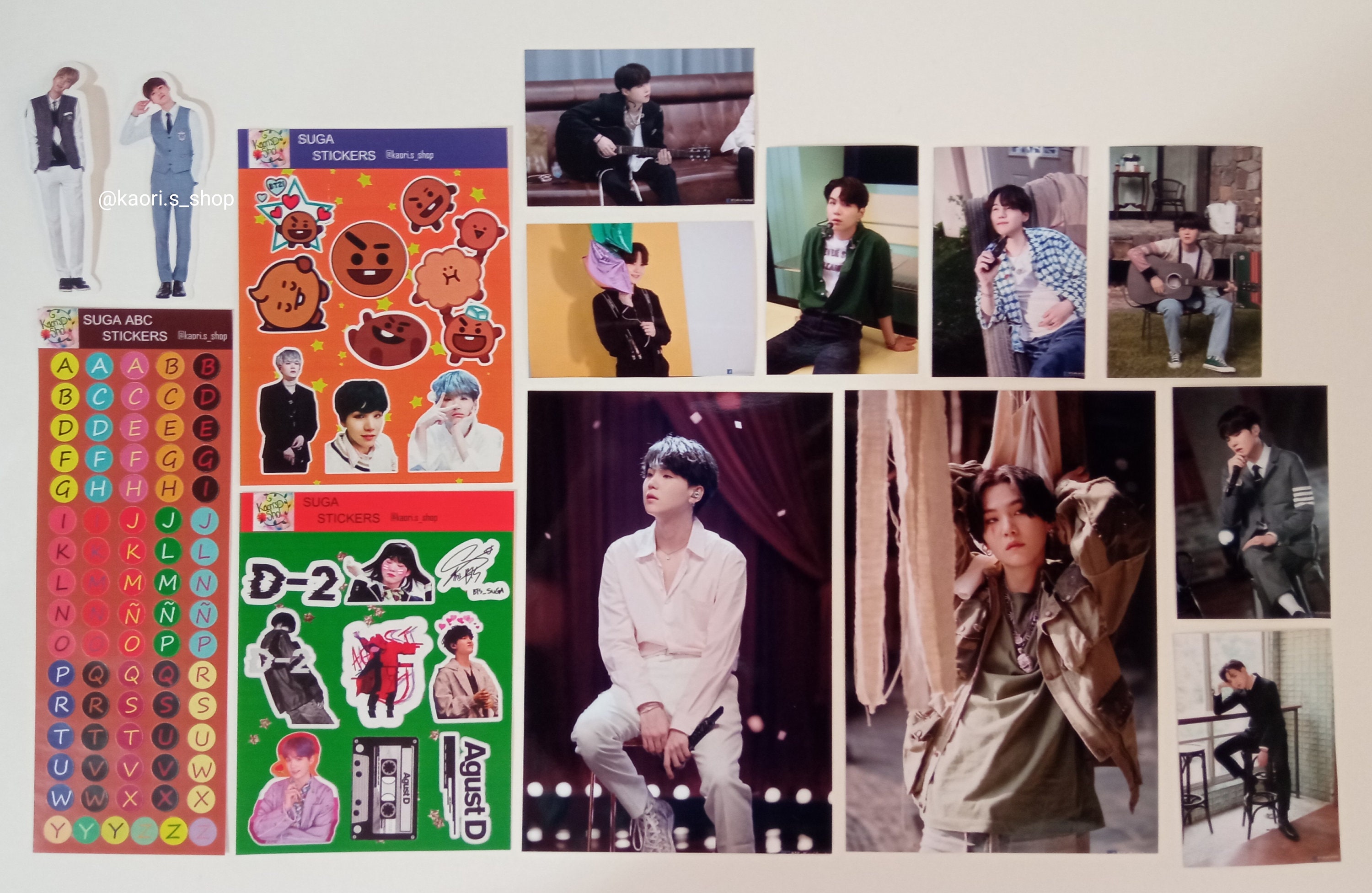 BTS Bias Set Min Yoongi | SUGA | AGUST D Stickers + Photocards Set ...