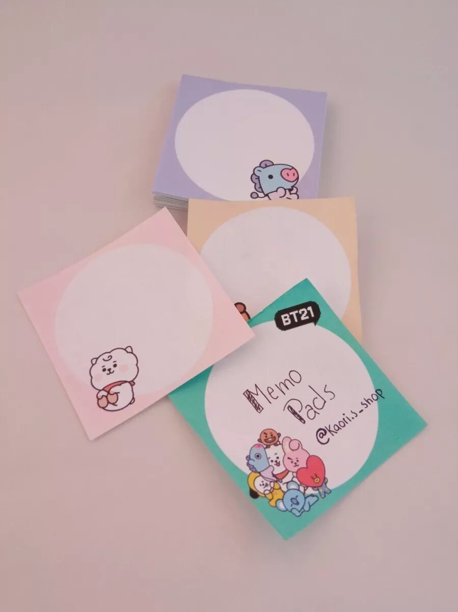 BTS BT21 Memo Pads Notepads Pack of 2 Fanmade Kpop - Etsy