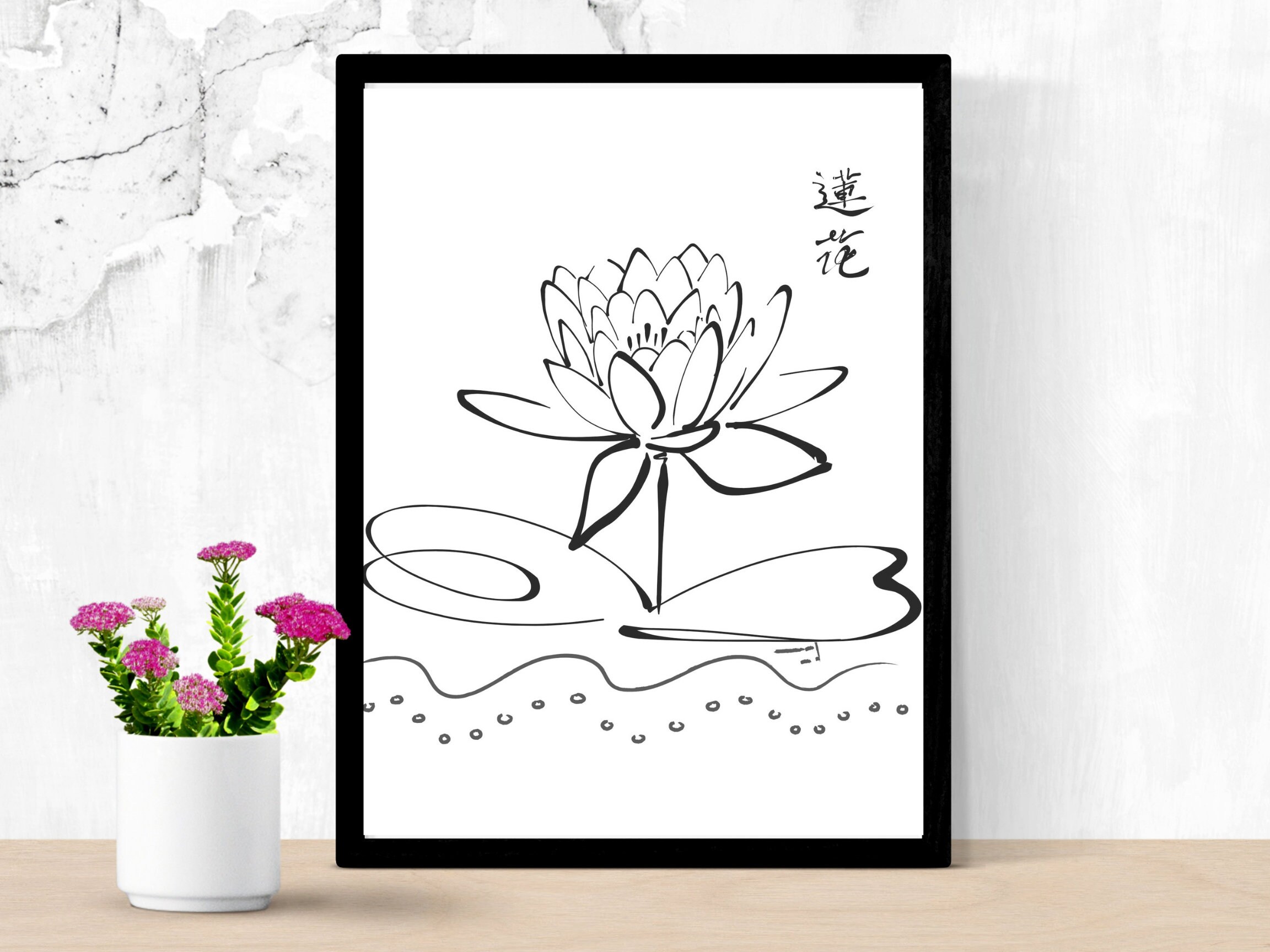 LOTUS Poster, Flower LINE Drawing, Botanical Line ART, Lotus Flower Art ...