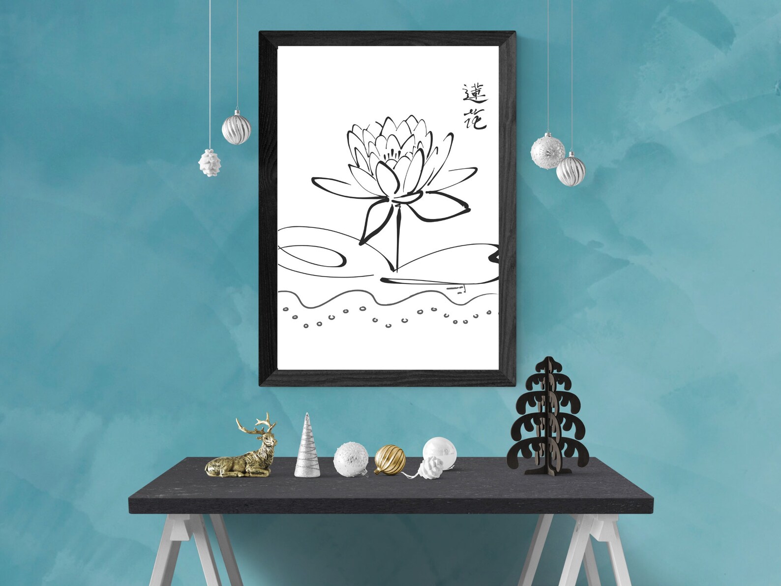 LOTUS Poster, Flower LINE Drawing, Botanical Line ART, Lotus Flower Art ...