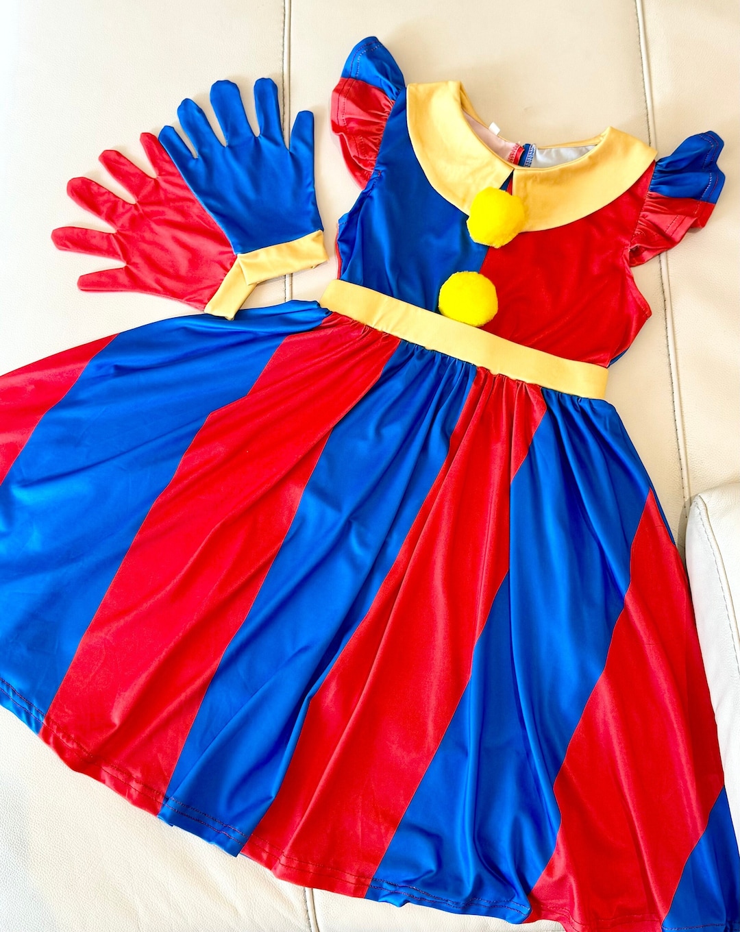 Kids Clown Pomni Costume With Gloves, the Amazing Digital Circus Movie ...
