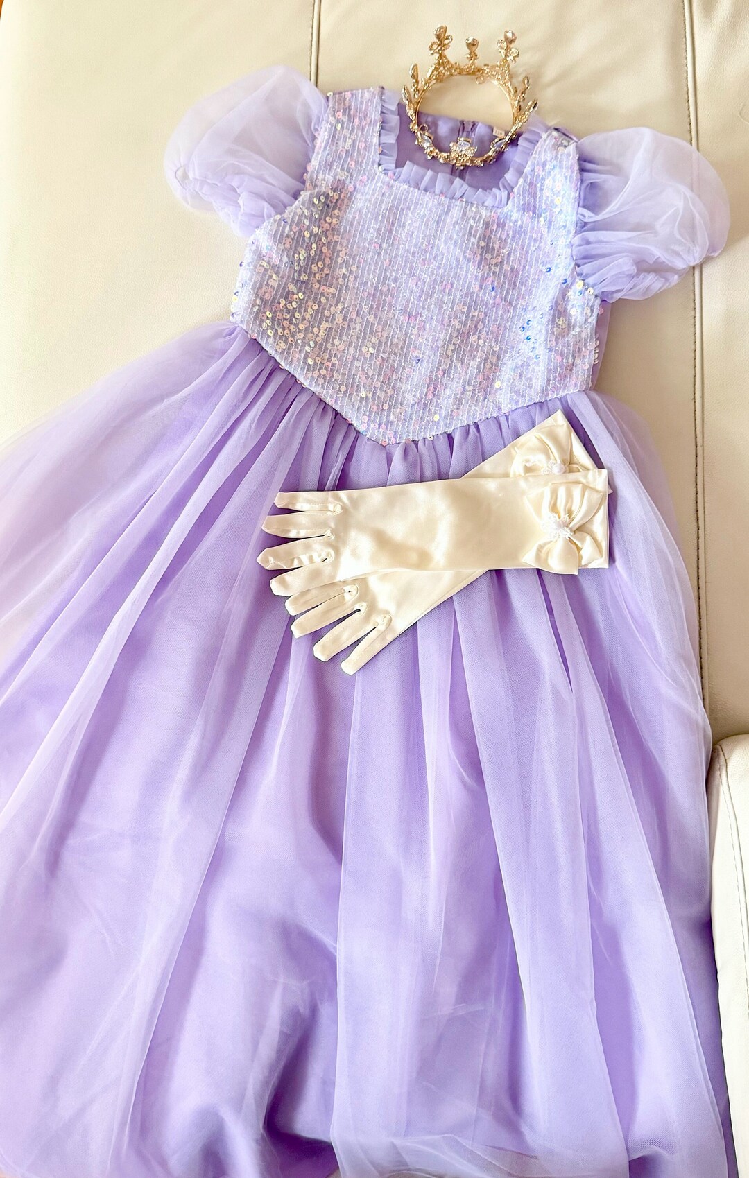 Sequins Kids Princess Dress, Purple Party Dress Up, Lavender Prom Dress ...