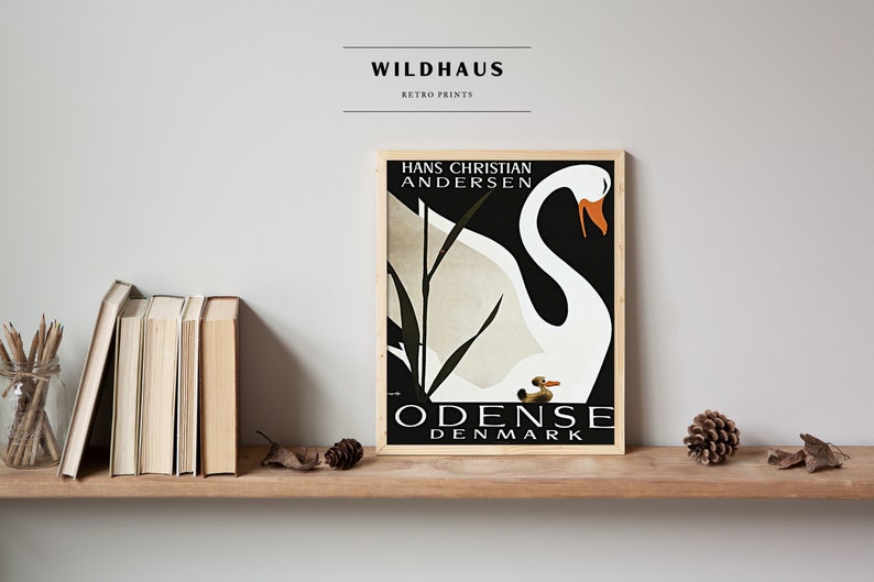 Odense Denmark Travel Poster: Retro Ugly Duckling Art (digital Download ...
