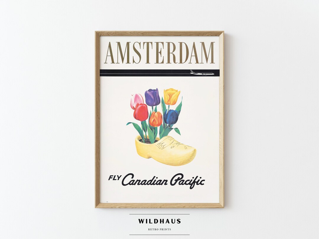 AMSTERDAM Vintage Travel Poster, DIGITAL Download, Retro Dutch Holland ...