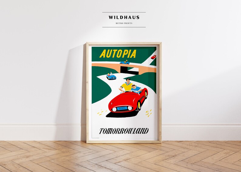AUTOPIA Retro Disneyland Travel Poster, DIGITAL Download, Vintage ...