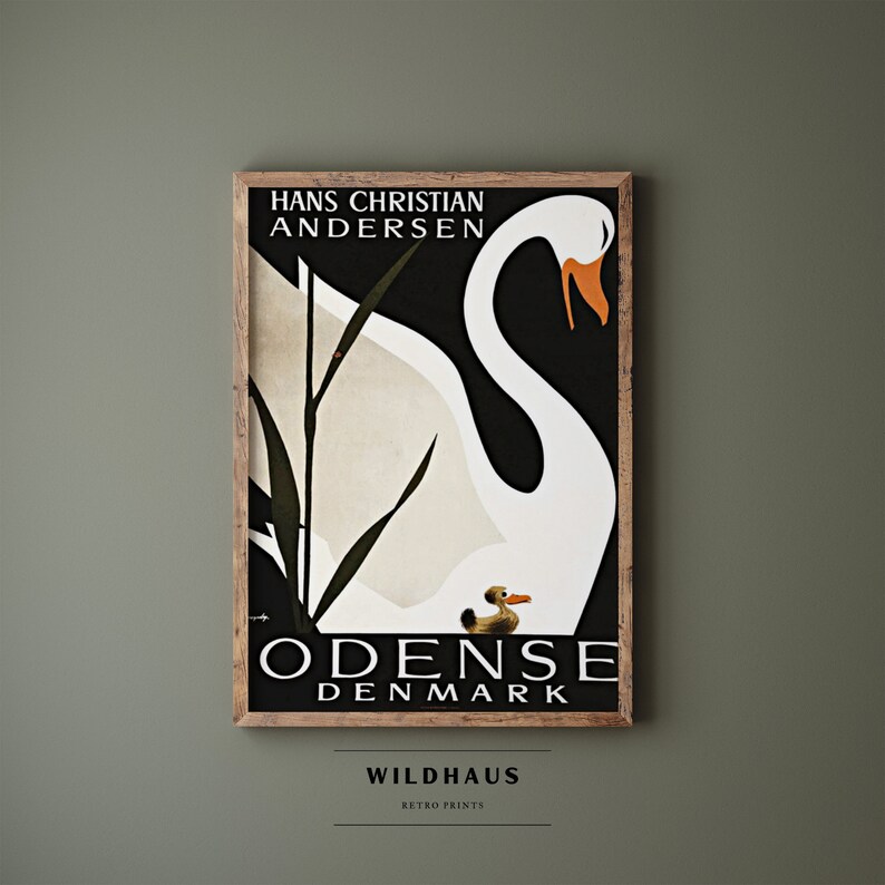 Odense Denmark Travel Poster: Retro Ugly Duckling Art (digital Download ...