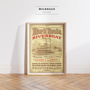 Mark Twain Riverboat Disneyland Poster: Vintage Frontierland Travel ...