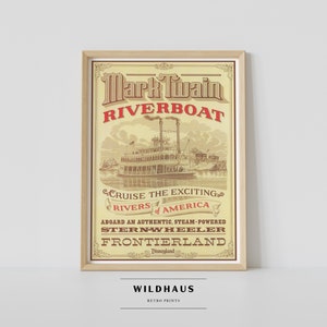 Mark Twain Riverboat Disneyland Poster: Vintage Frontierland Travel ...