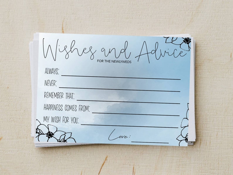 Printable Wishes And Advice For The Newlyweds Wishes And Etsy