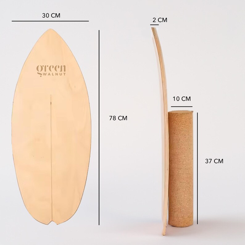 Wooden Balance Board, Wooden Surf Balance Board With Cork Roller ,curvy ...