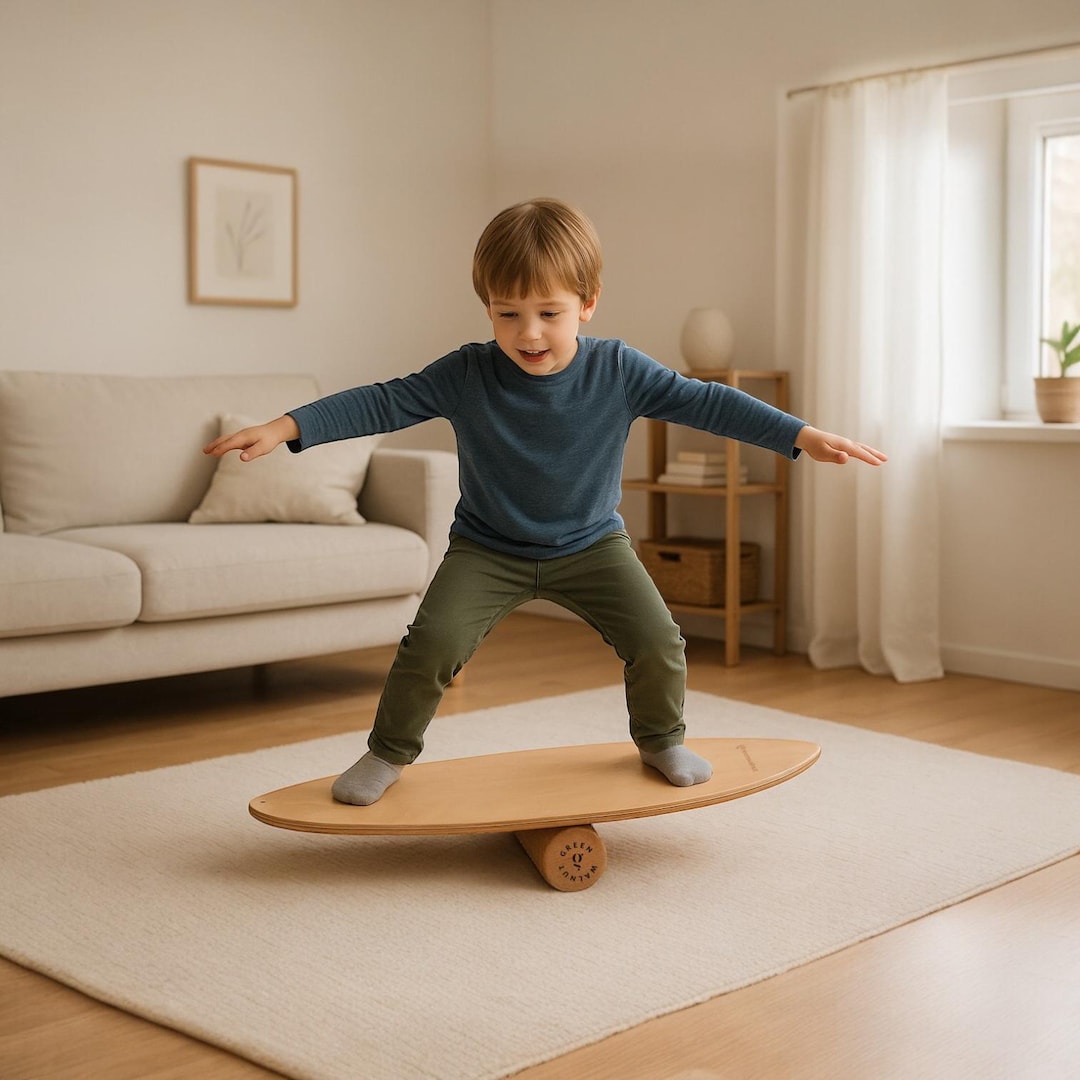 Wooden Balance Board With Cork Roller: Birch Wobble Board Trainer - Etsy