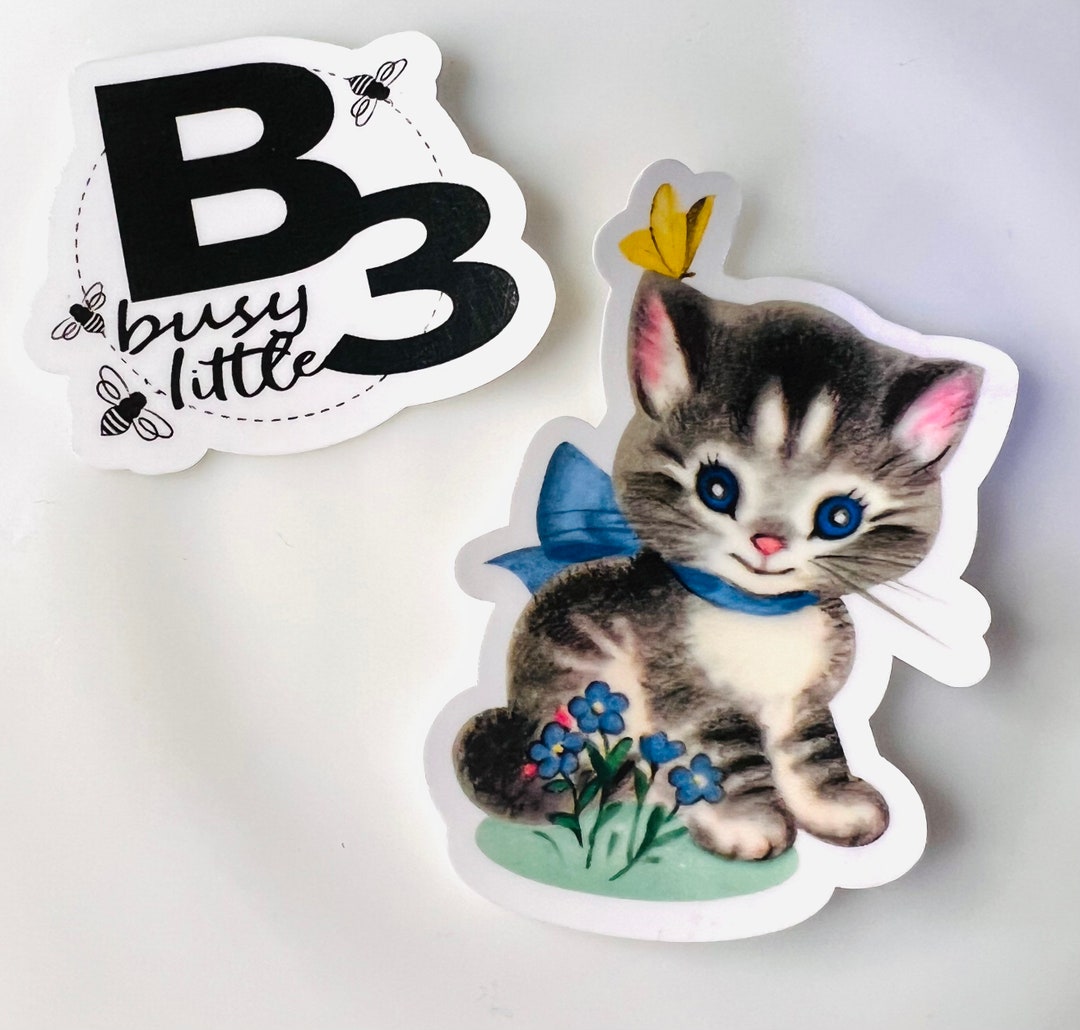 Retro Vintage Kitty Kat Cat Die-cut Waterproof Sticker Country - Etsy