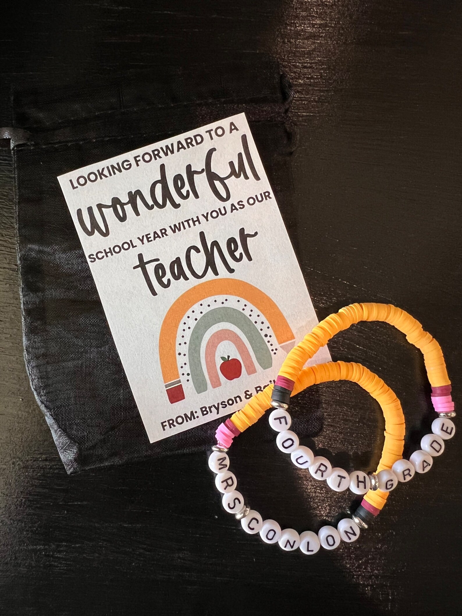 Personalized Teacher Back 2 School Bracelet - Etsy