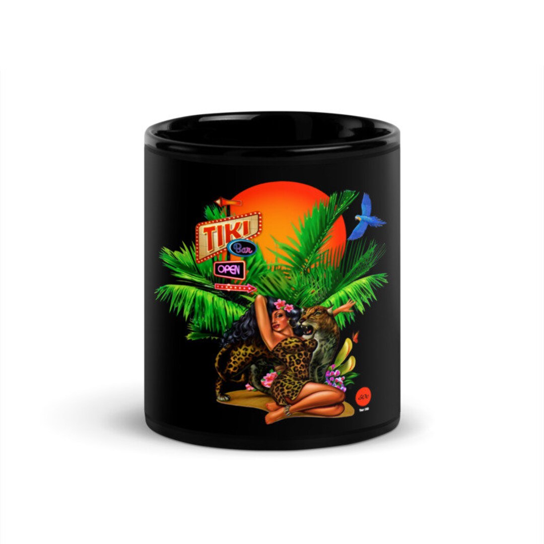 Black Pin Up Girl Mug Vintage Pin Up Design Black Retro Pin Up Girl