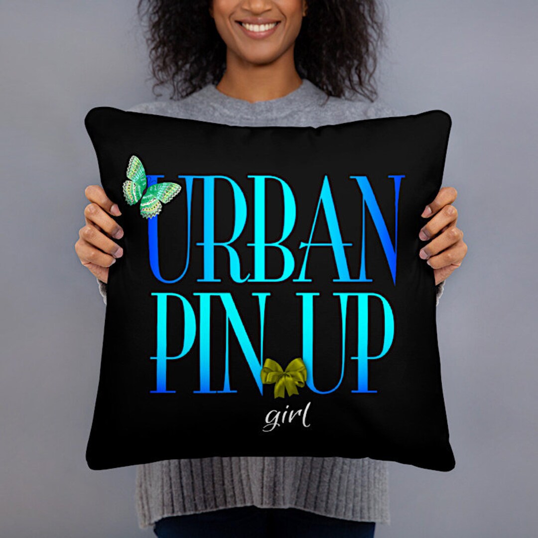 Elegant urban Pin-up Girl Pillow: Cool Blue Navy & Turquoise Retro ...