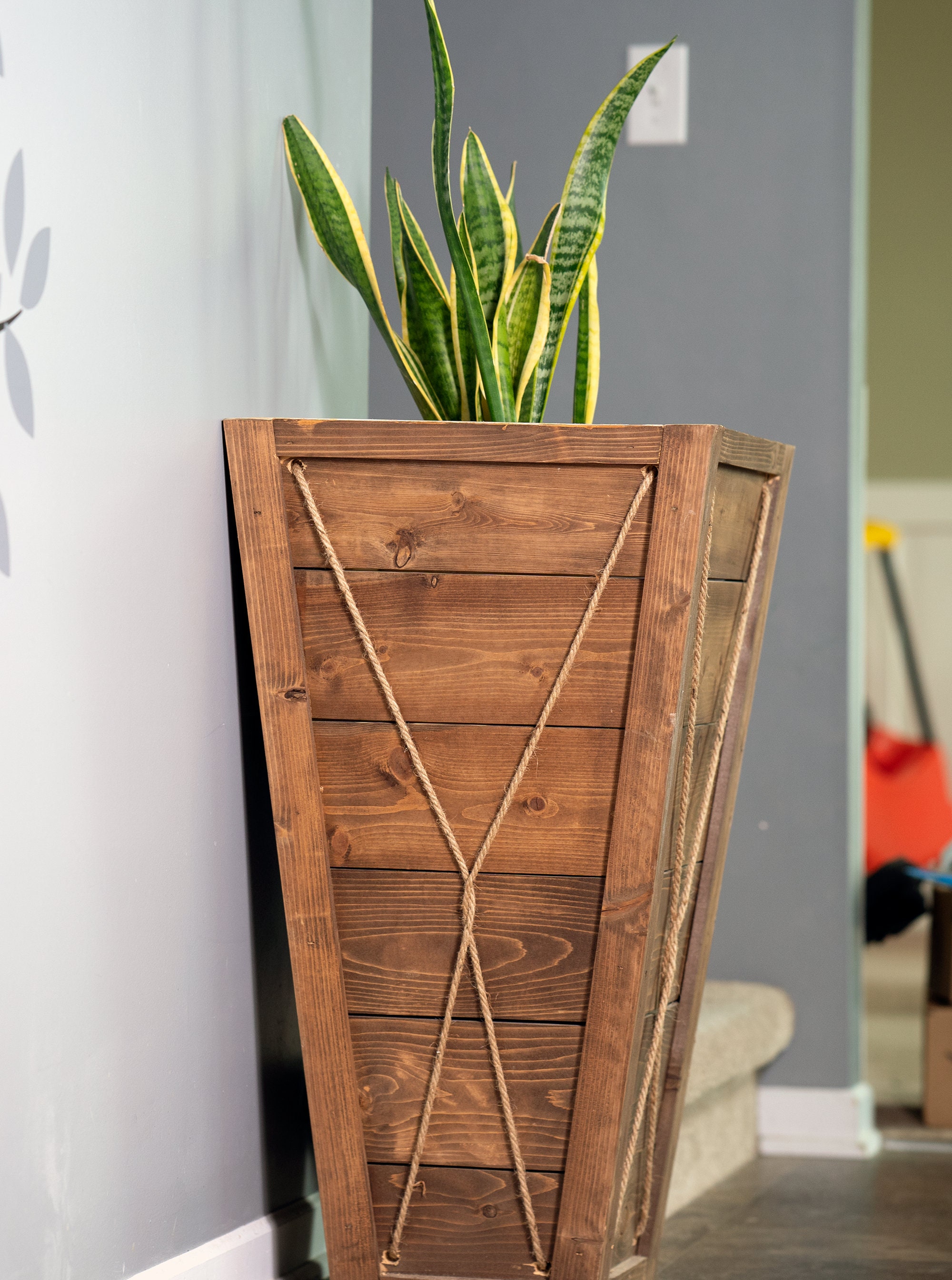 Tapered Cedar Planter Box: Modern Porch & Patio Decor - Etsy