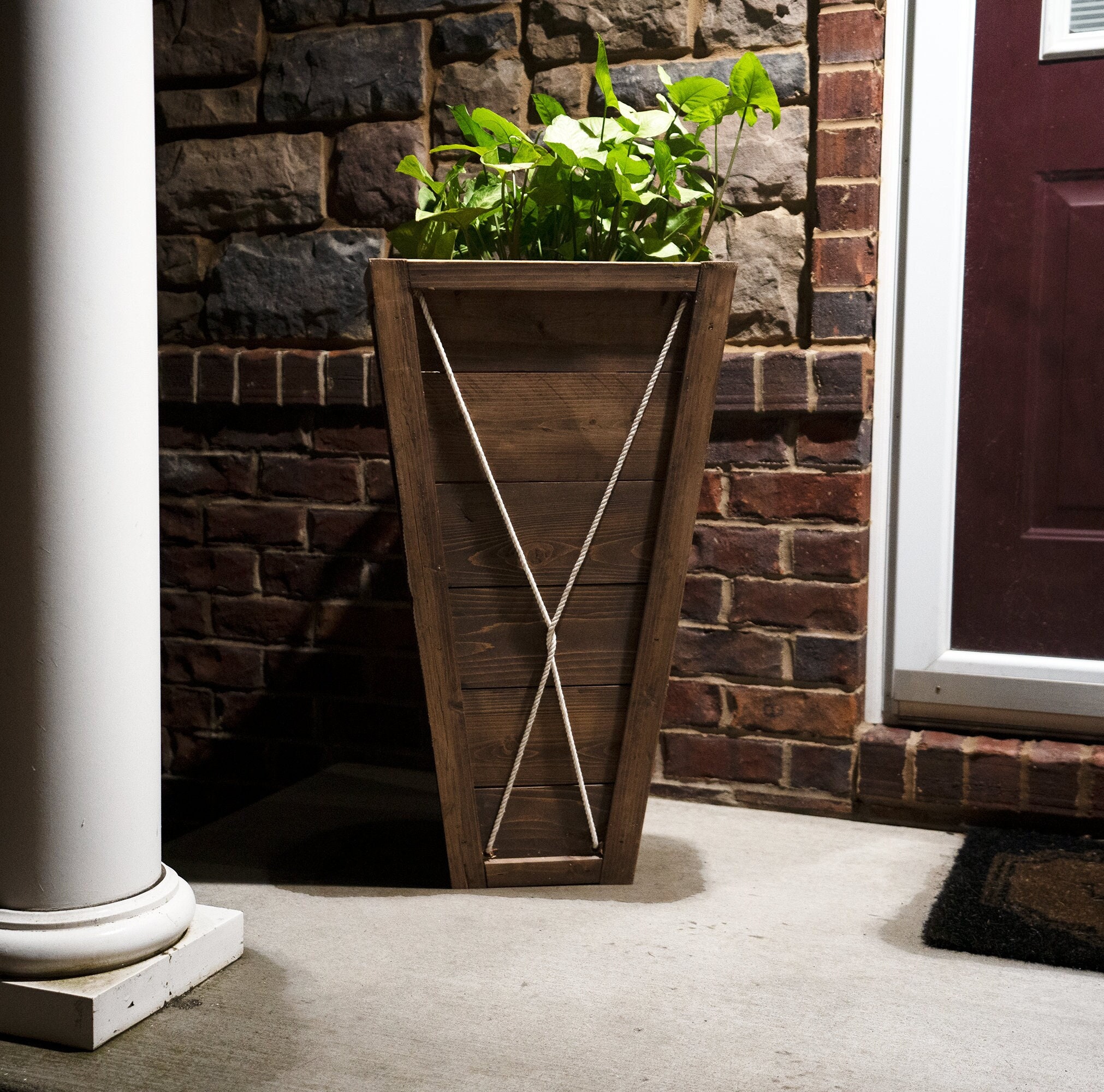 Large Cedar Planter Box - Modern Raised Bed for Indoor Plants - Tapered ...