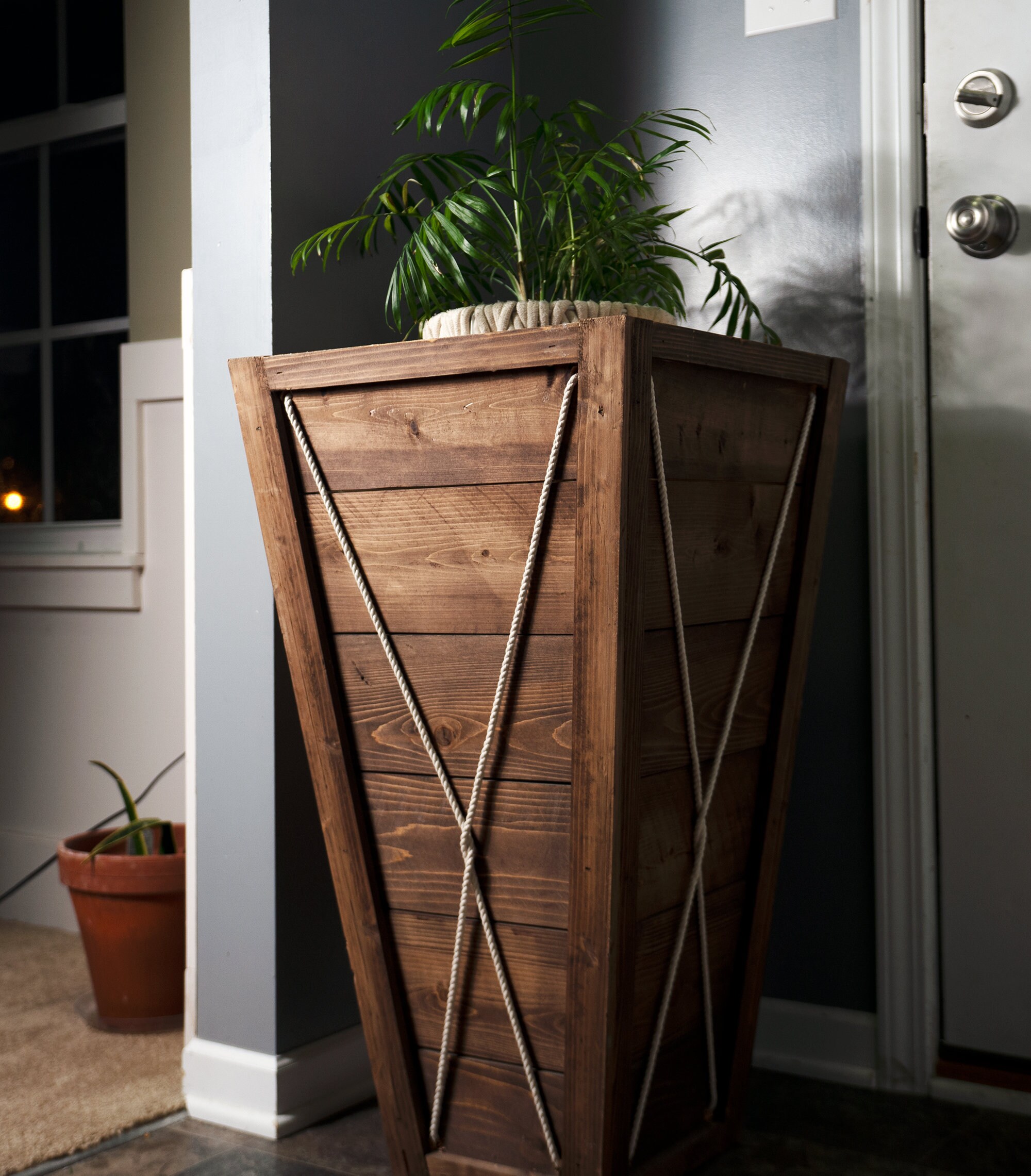 Tapered Cedar Planter Box: Modern Porch & Patio Decor - Etsy