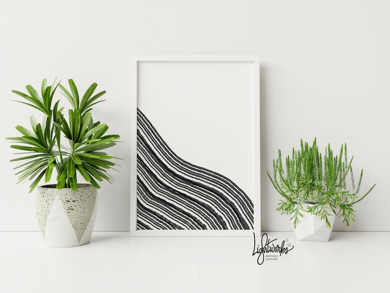 Set of Two Black and White Line Art Minimalist Modern Art - Etsy