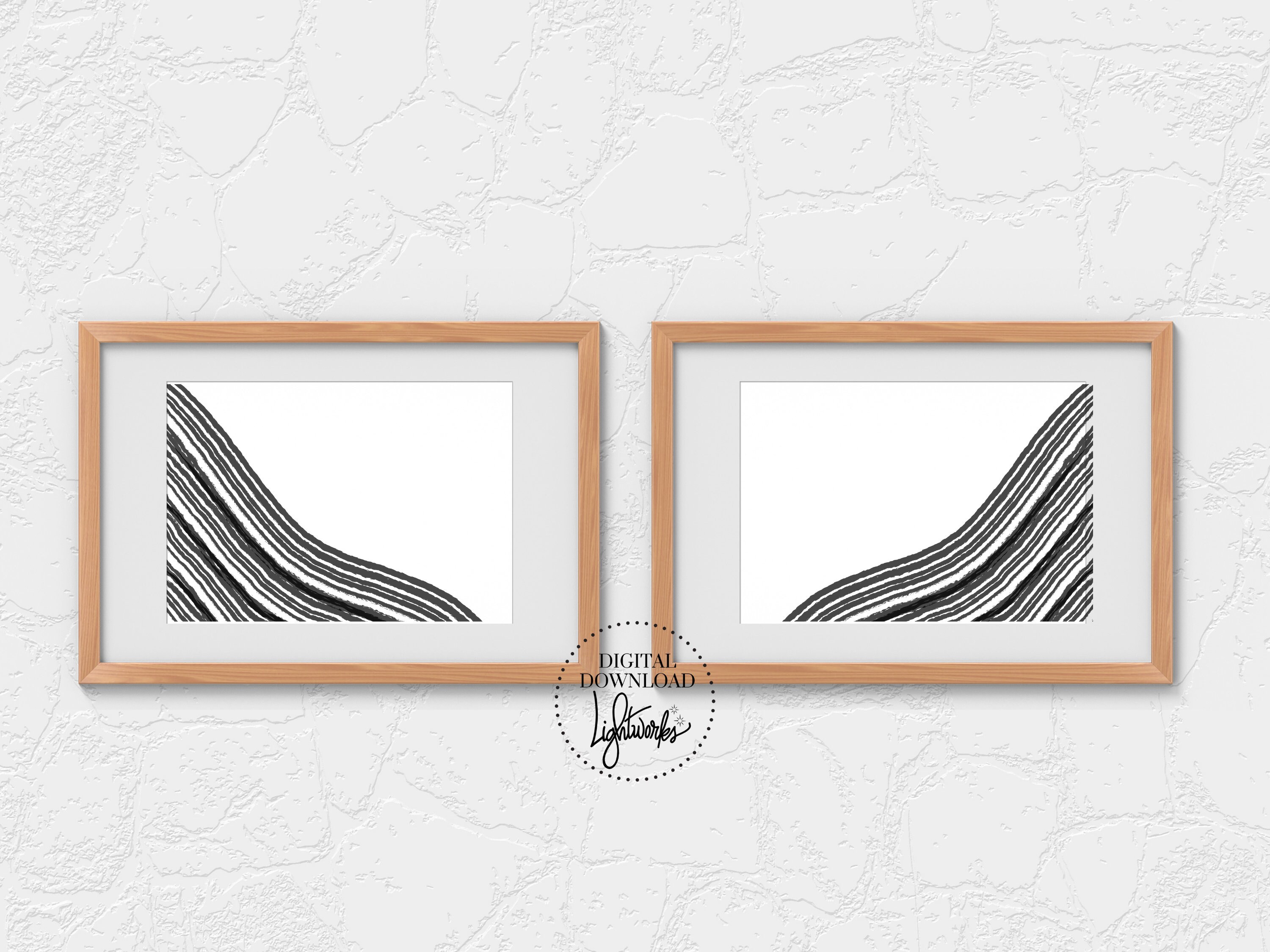 Set of Two Black and White Line Art Minimalist Modern Art | Etsy