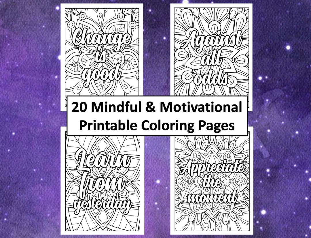 20 Mindful & Motivational - Printable Coloring Pages - Etsy