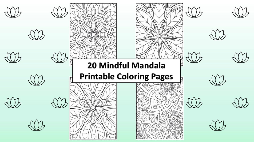 20 Mindful Beginner Mandala Coloring Pages Cover - Etsy