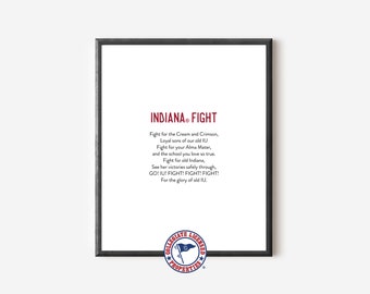 Indiana University Fight Song, Hand Lettered, Digital Print, Instant ...