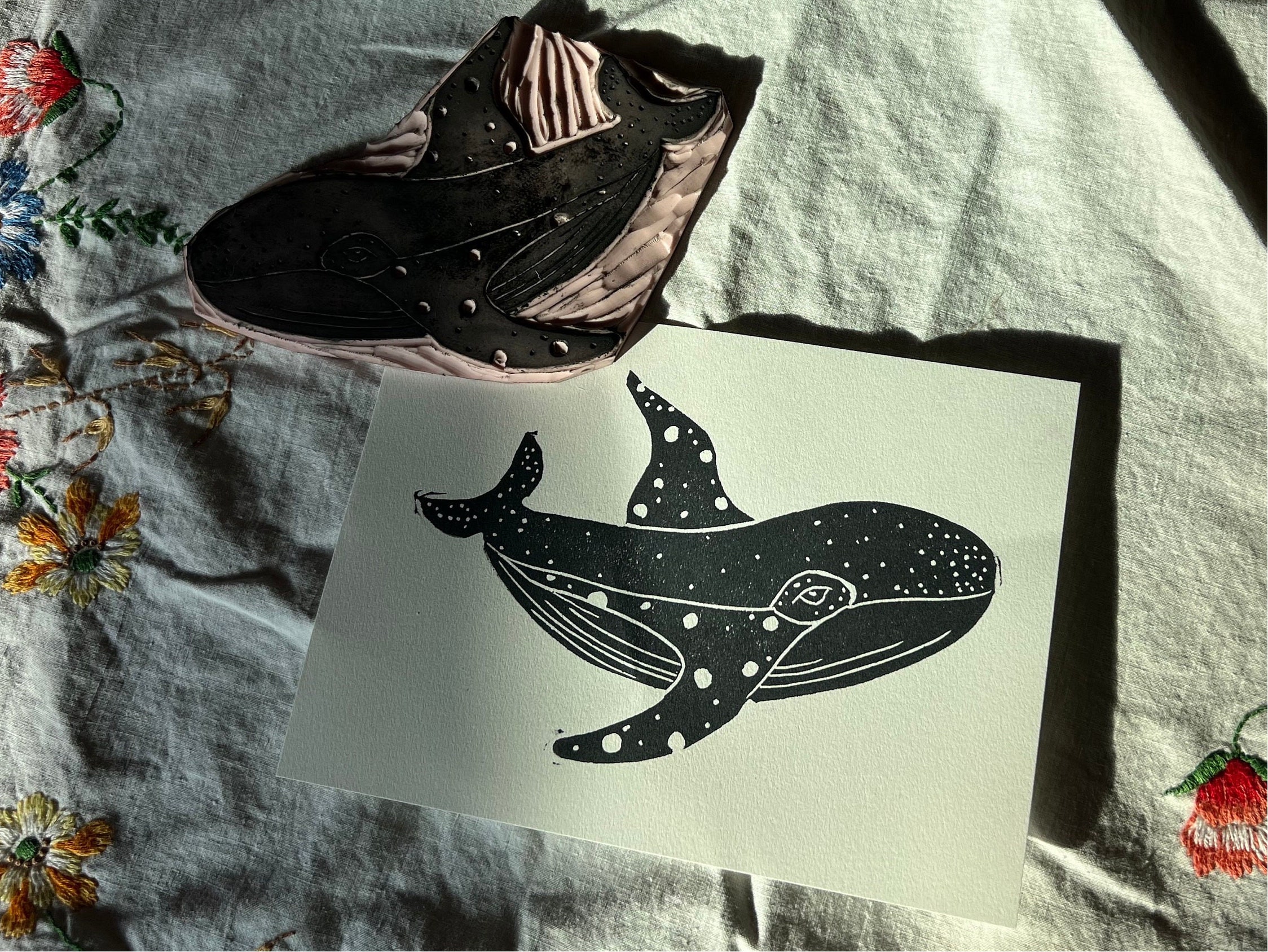 Whale Linocut Blockprint Print Whale, Linocut, Blockprint, Print - Etsy