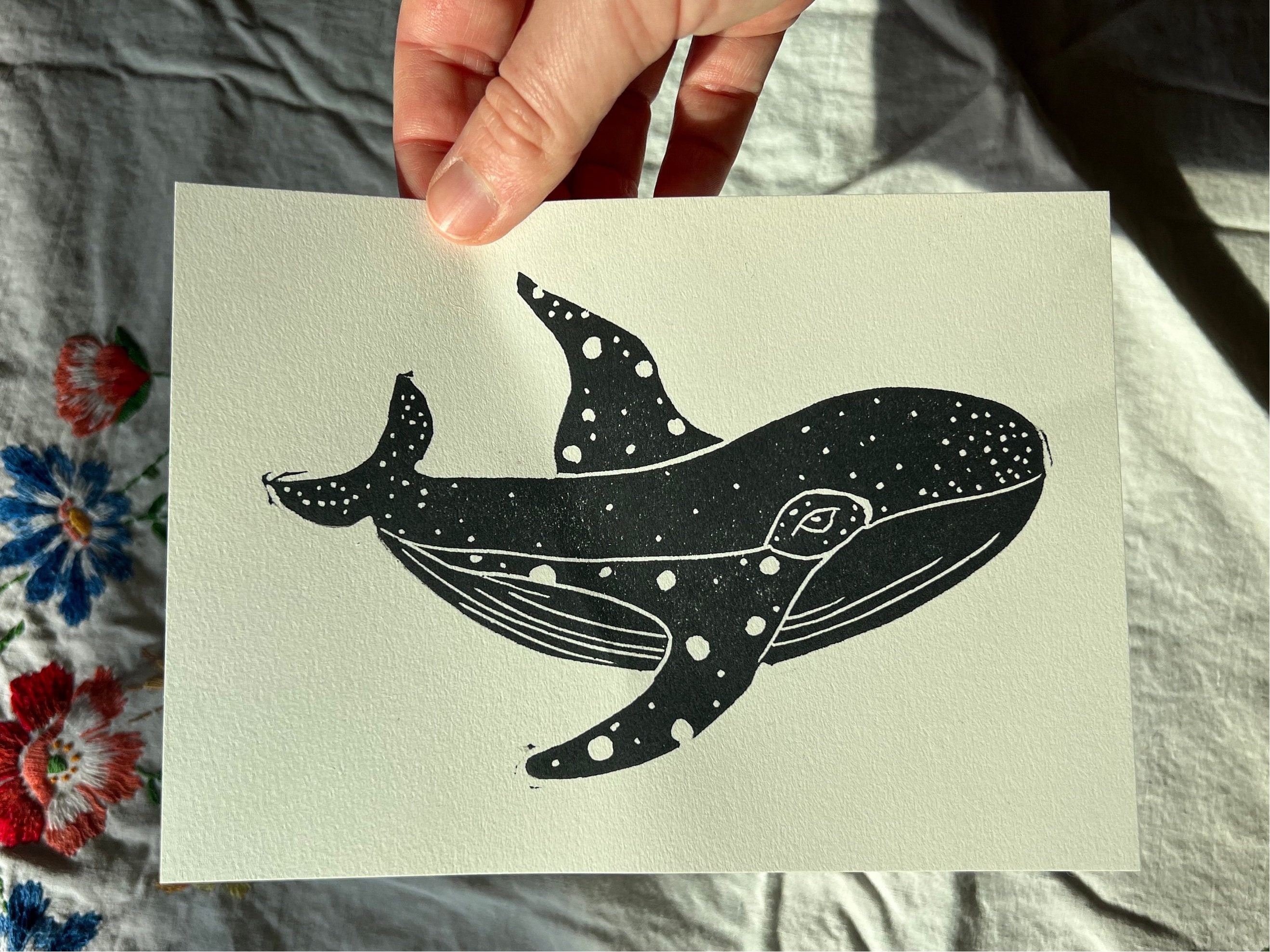 Whale Linocut Blockprint Print Whale, Linocut, Blockprint, Print - Etsy