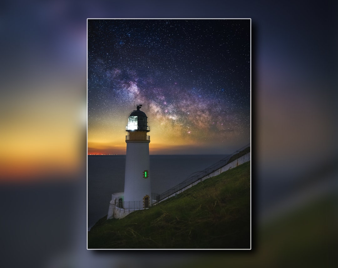Maughold Lighthouse - Astrophotography Photo Art - Milky Way - Unframed ...