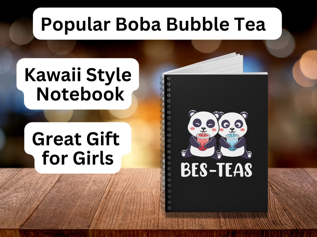 Boba Milk Tea Notebook Bes Teas Pandas, Bubble Tea Gift for Girls, Cute ...