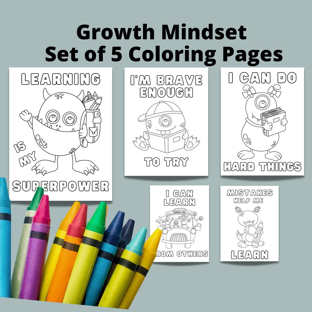 Monster Themed Growth Mindset Coloring Pages School Counselor - Etsy España