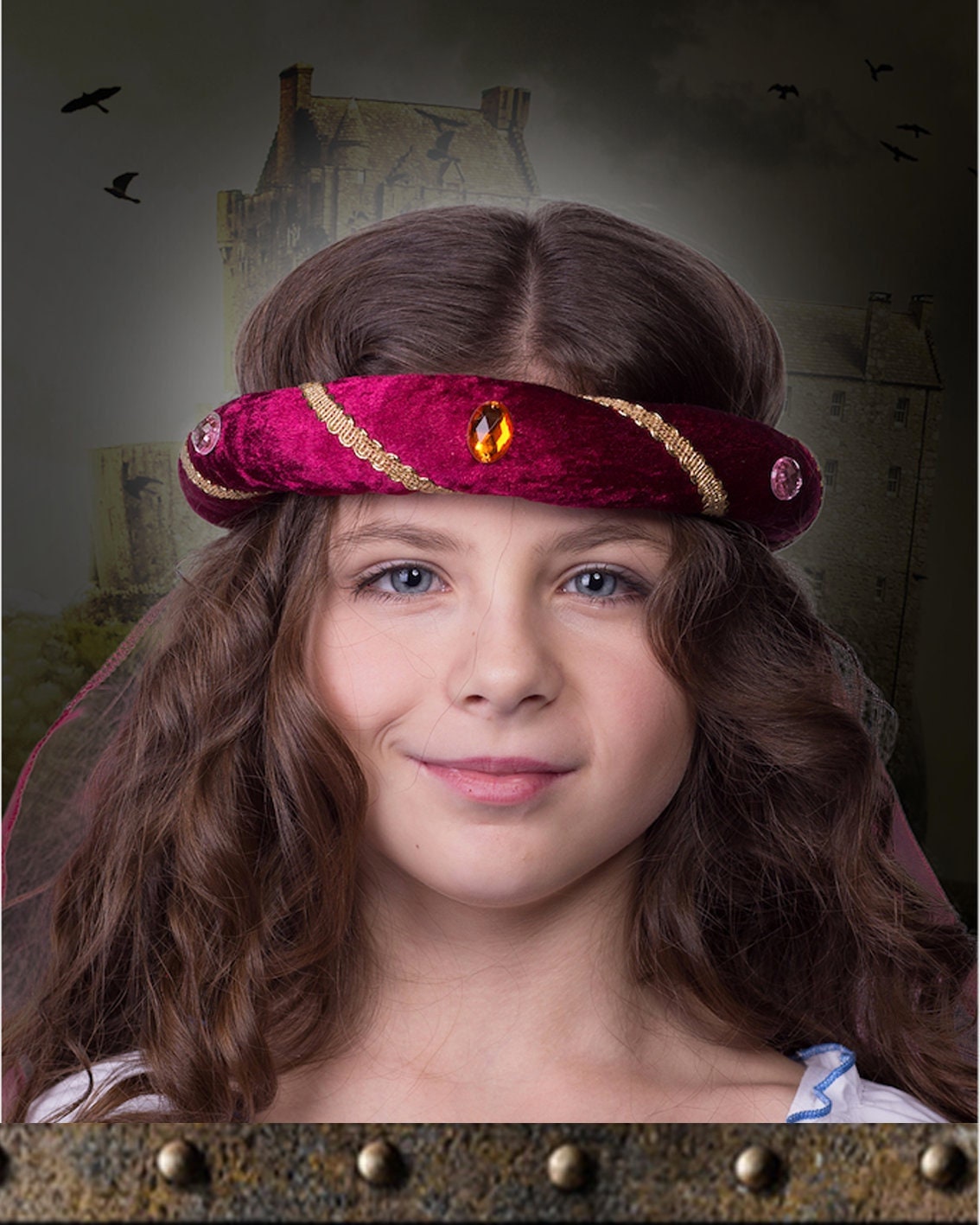 Burgundy Medieval Headdress Medieval Child's Headpiece From 18th ...