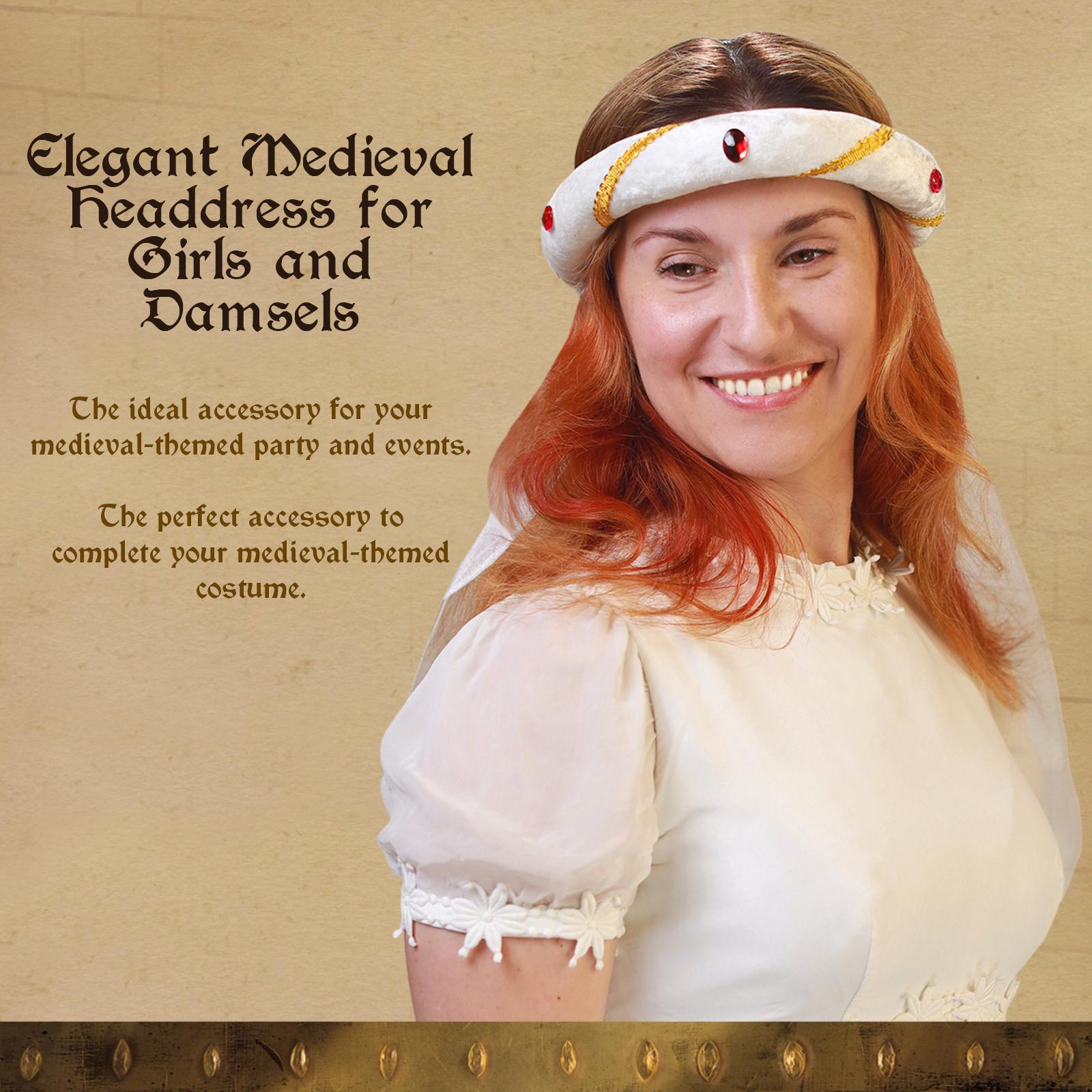 White Medieval Headdress | Medieval Headpiece for Child and Adult ...