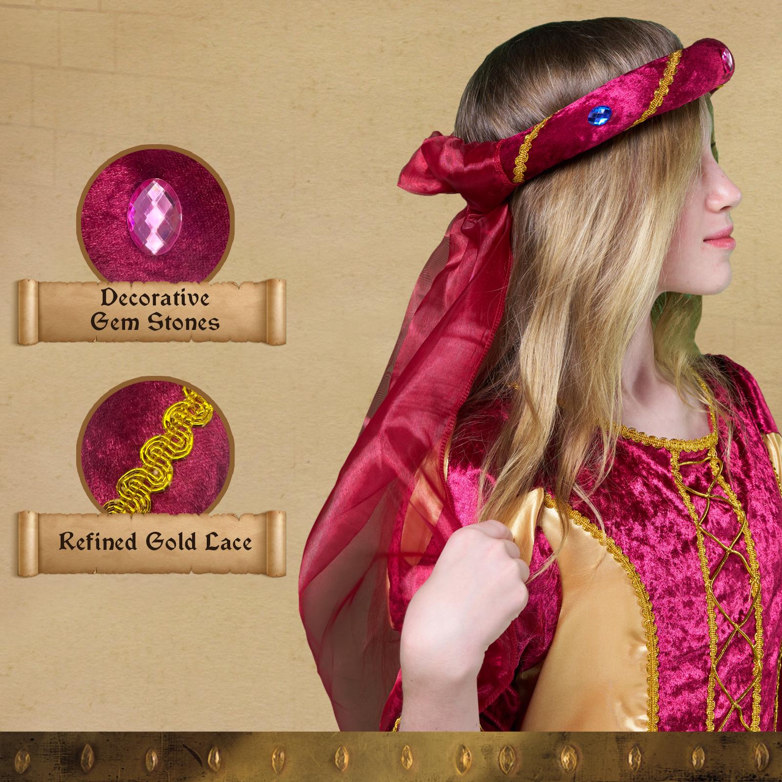 Burgundy Medieval Headdress | Medieval Headpiece for Child and Adult ...