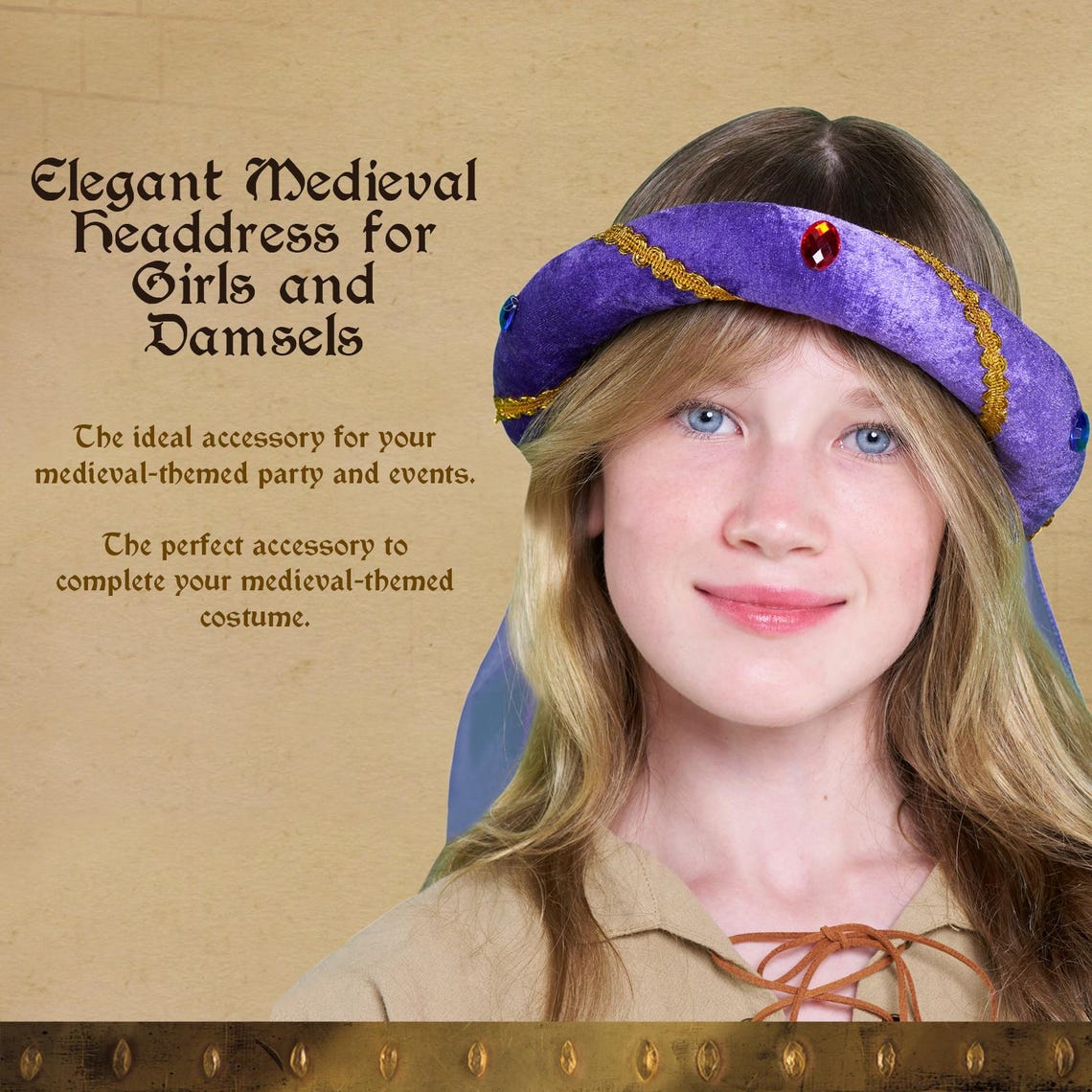 Purple Medieval Headdress | Medieval Headpiece for Child and Adult ...