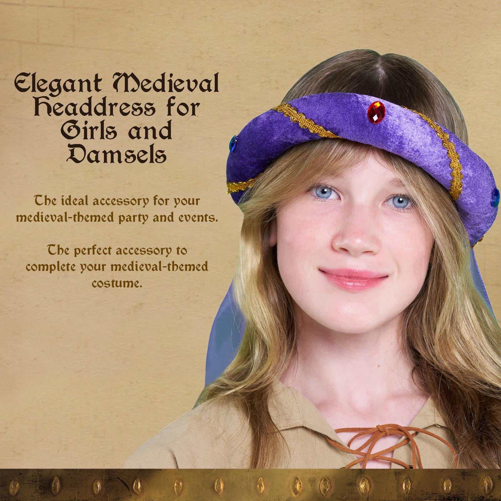 Purple Medieval Headdress | Medieval Headpiece for Child and Adult ...