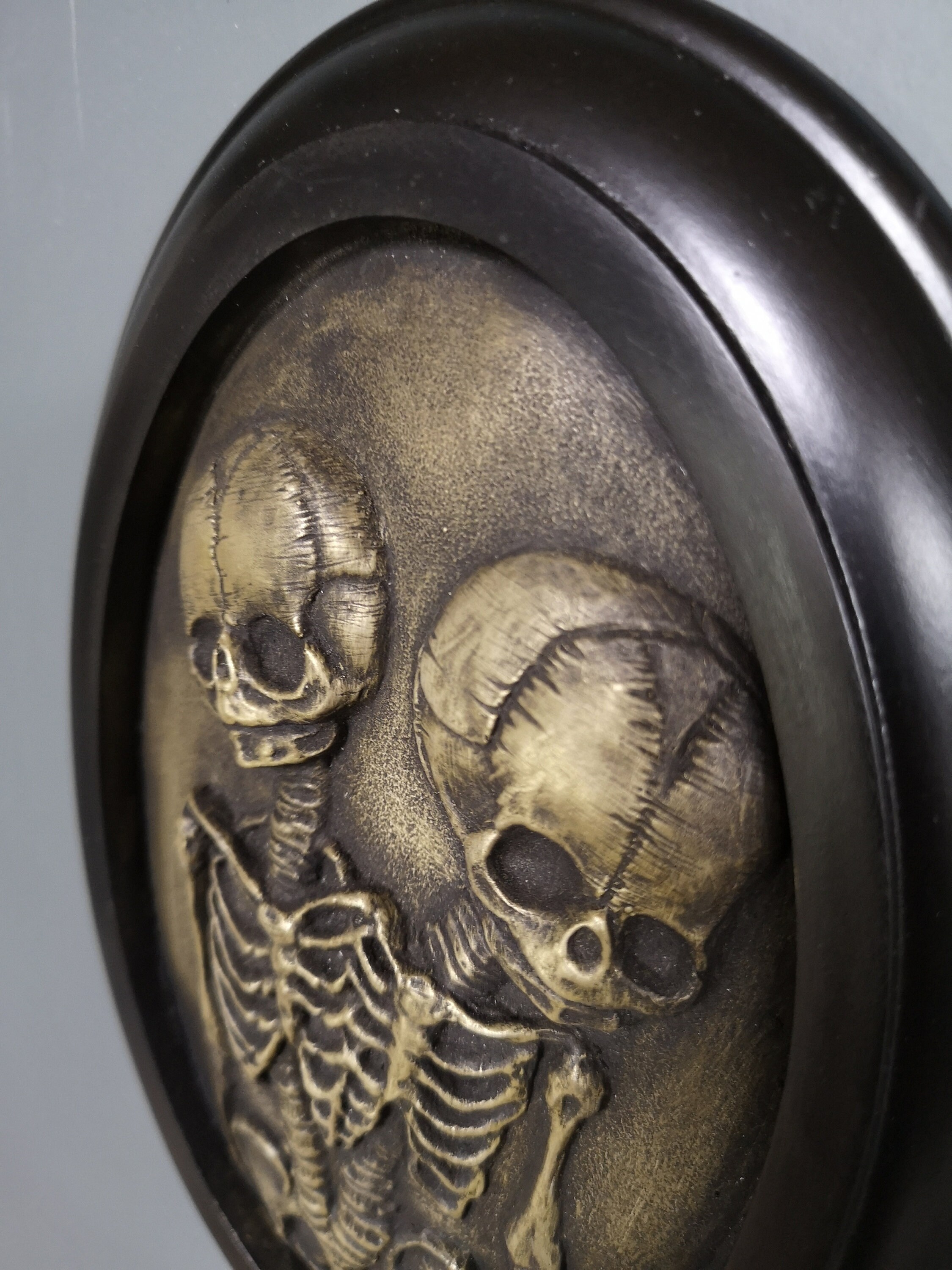 Conjoined Twins Skeleton Framed Wall Sculpture in Brass Black and Gold ...